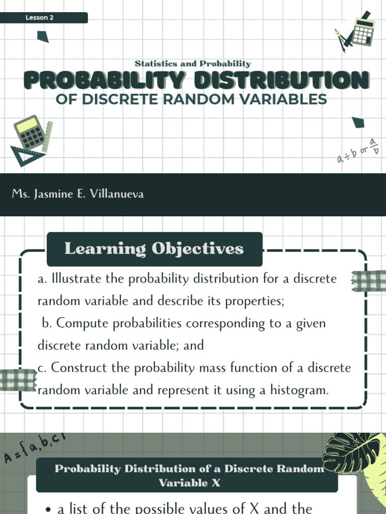 Probability Distribution of Discrete Random Variables Compressed | PDF ...