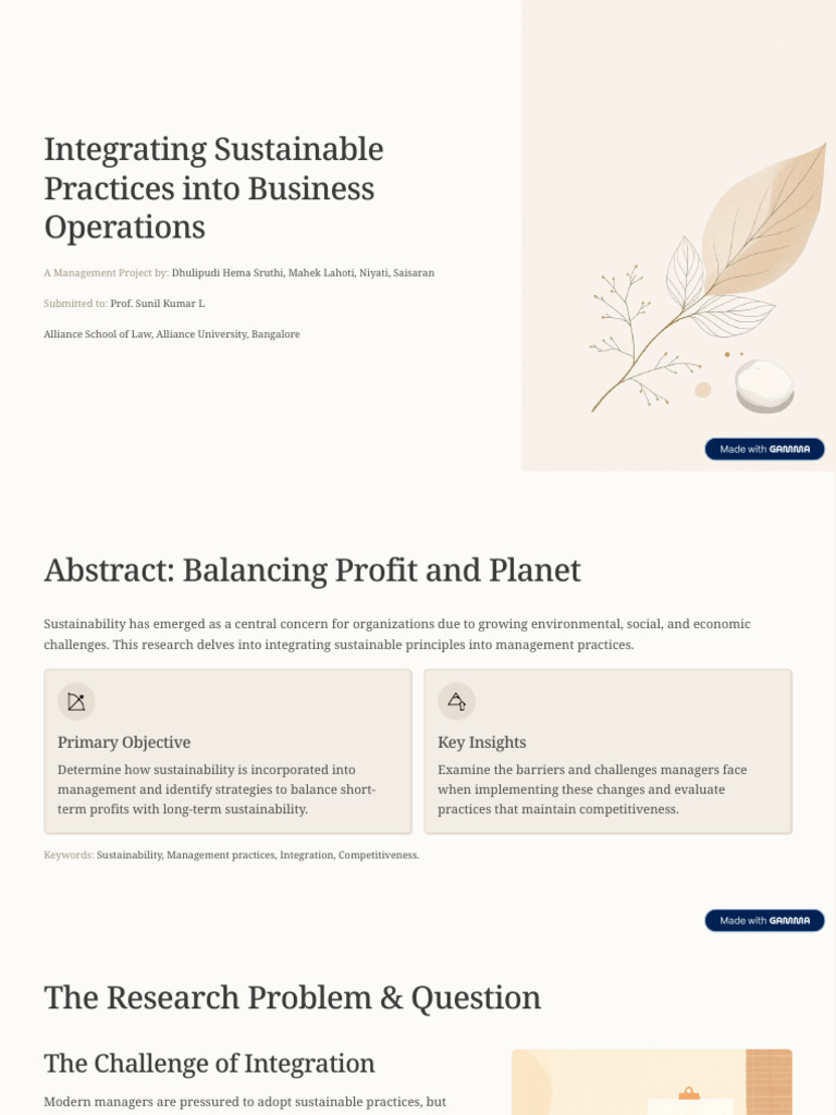 Integrating Sustainable Practices Into Business Operations | PDF | Sustainability | Corporate ...