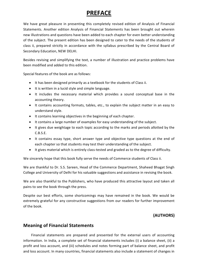 Preface: Meaning of Financial Statements | PDF | Expense | Financial ...