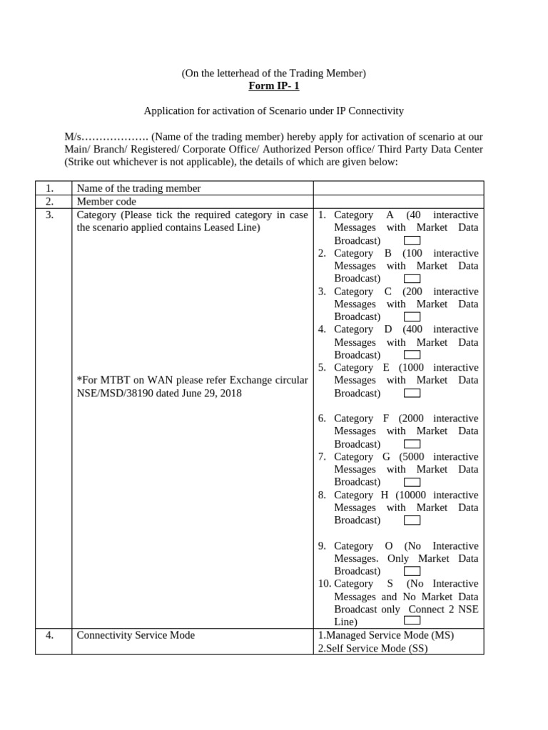 Connectivity Application Form | PDF | Computer Network | Network ...