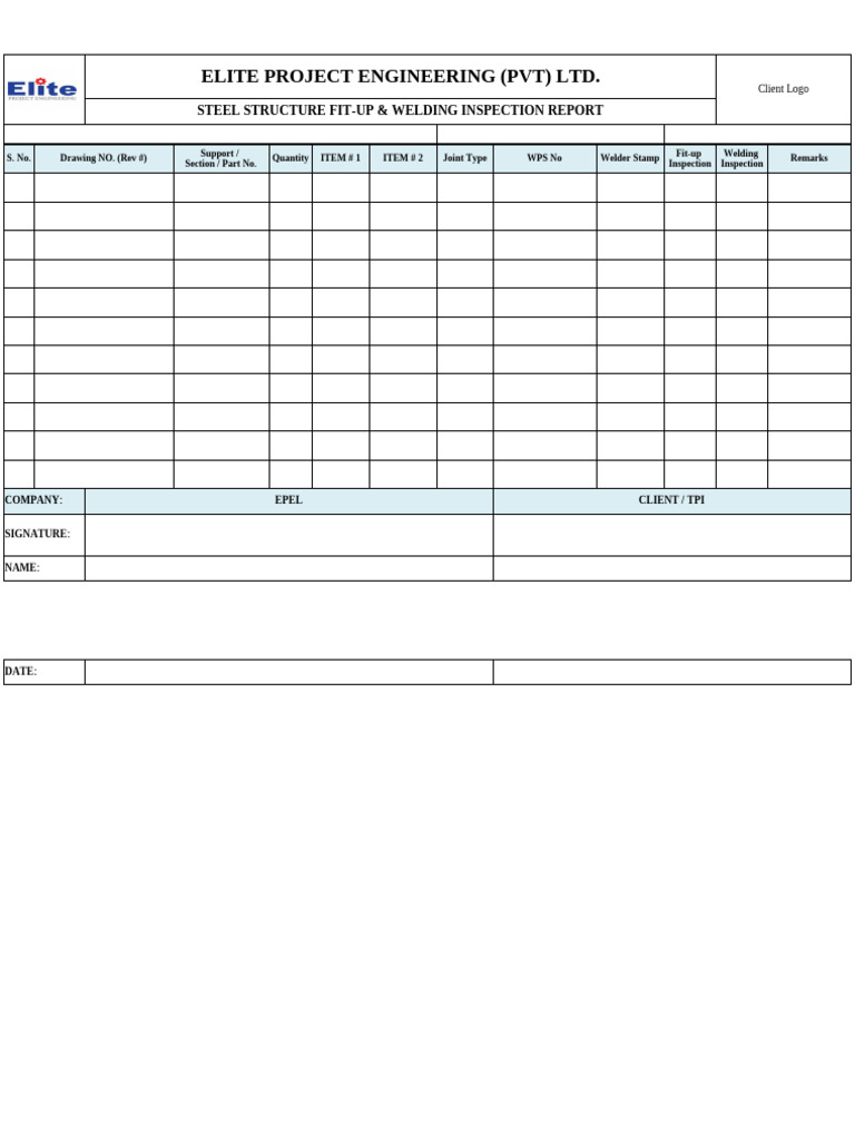 Structure Daily Fit Up & Welding Report | PDF