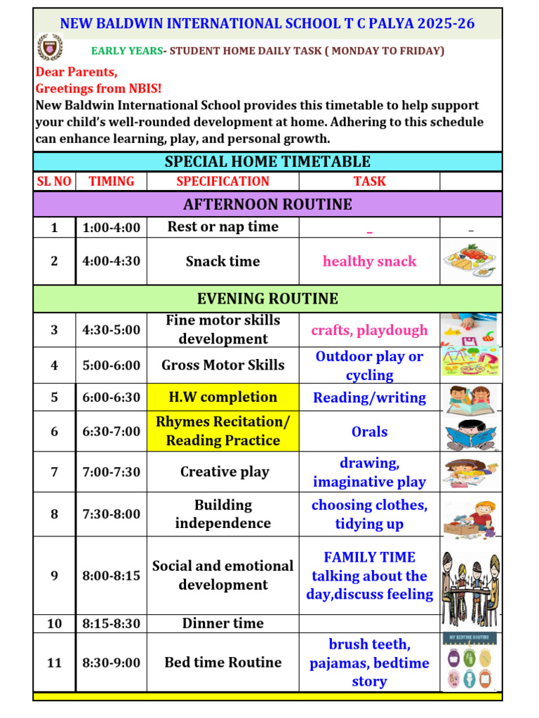 @ Homeevery Day Schedule - EY | PDF