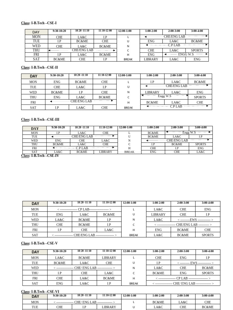 Master Time Table | PDF