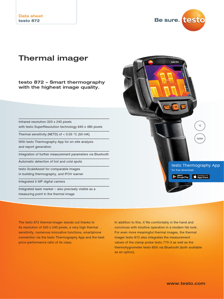 Testo 872 Data Sheet | PDF | Thermography | Multidimensional Signal ...