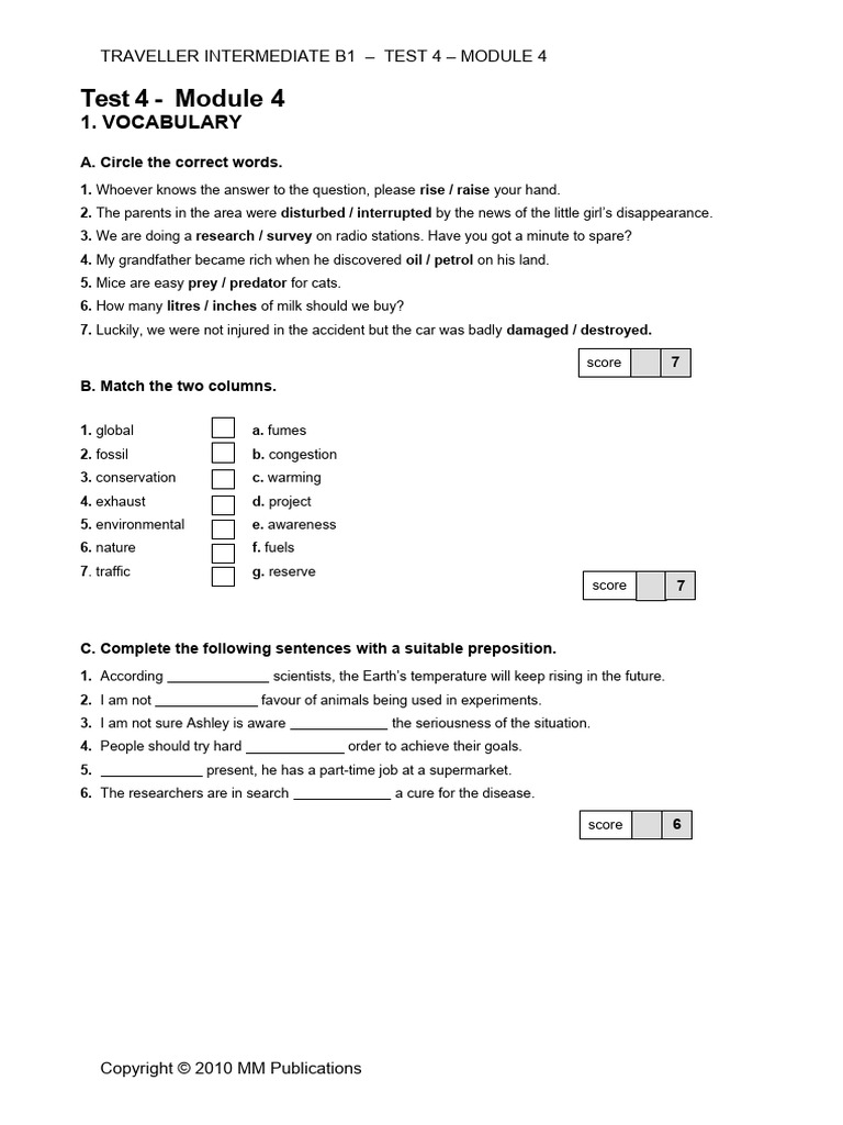 Test 4 Trav Intermed B1 | PDF