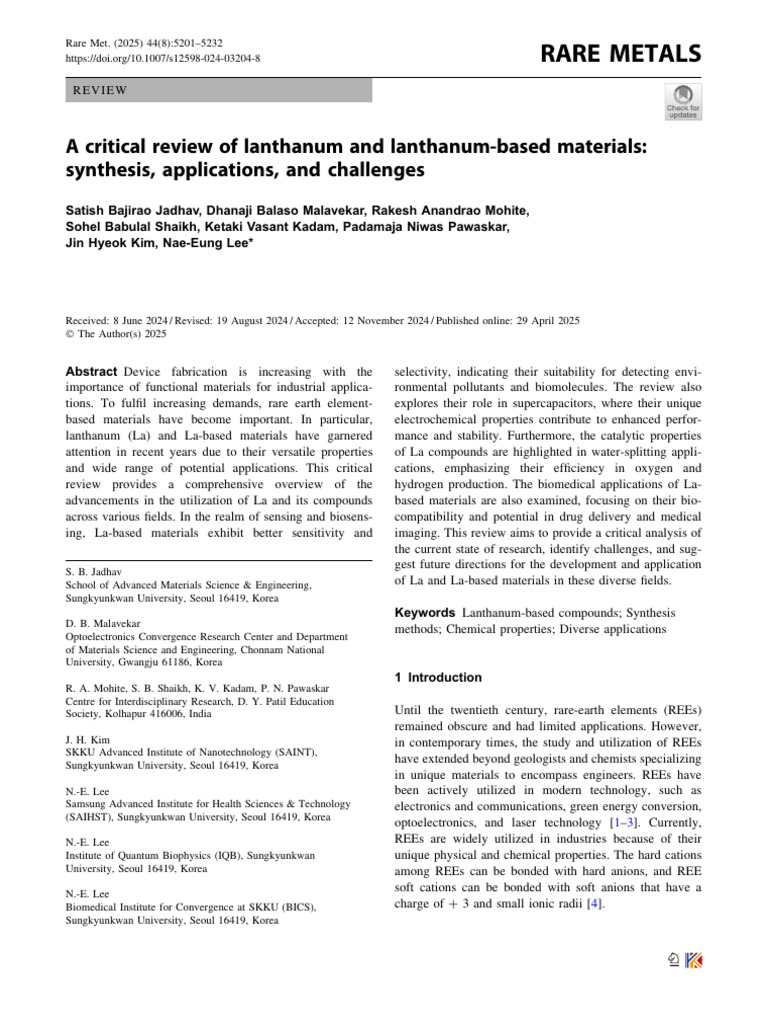Lanthanum Materials: Synthesis & Applications | PDF | Electrochemistry ...