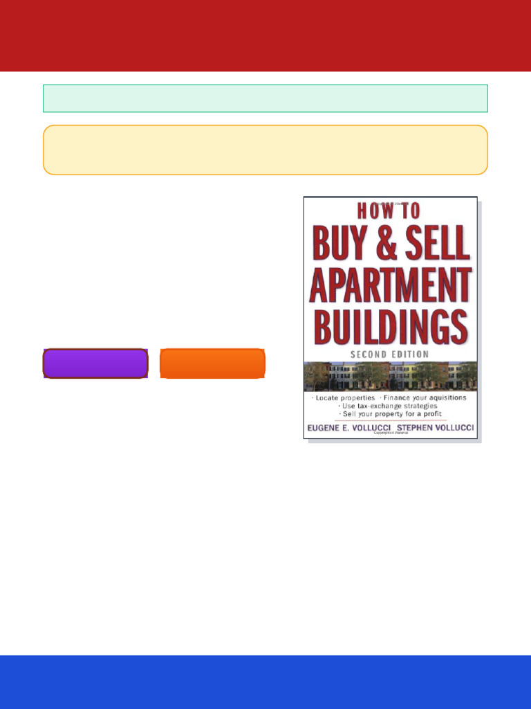 How To Buy and Sell Apartment Buildings 2nd Edition Eugene E. Vollucci ...