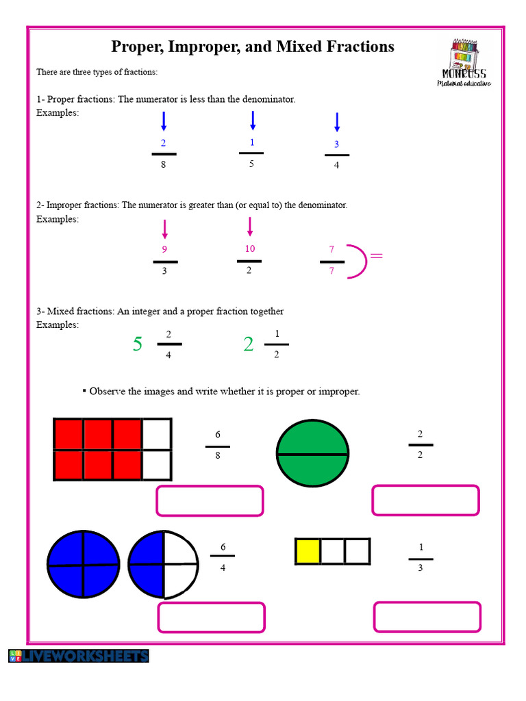 proper and improper fractions | PDF