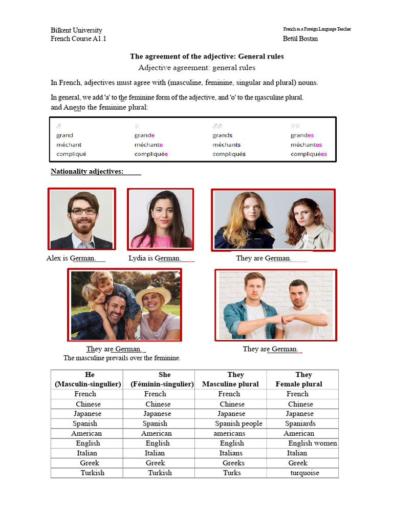 French Adjective Agreement Rules | PDF | Grammatical Gender | Plural