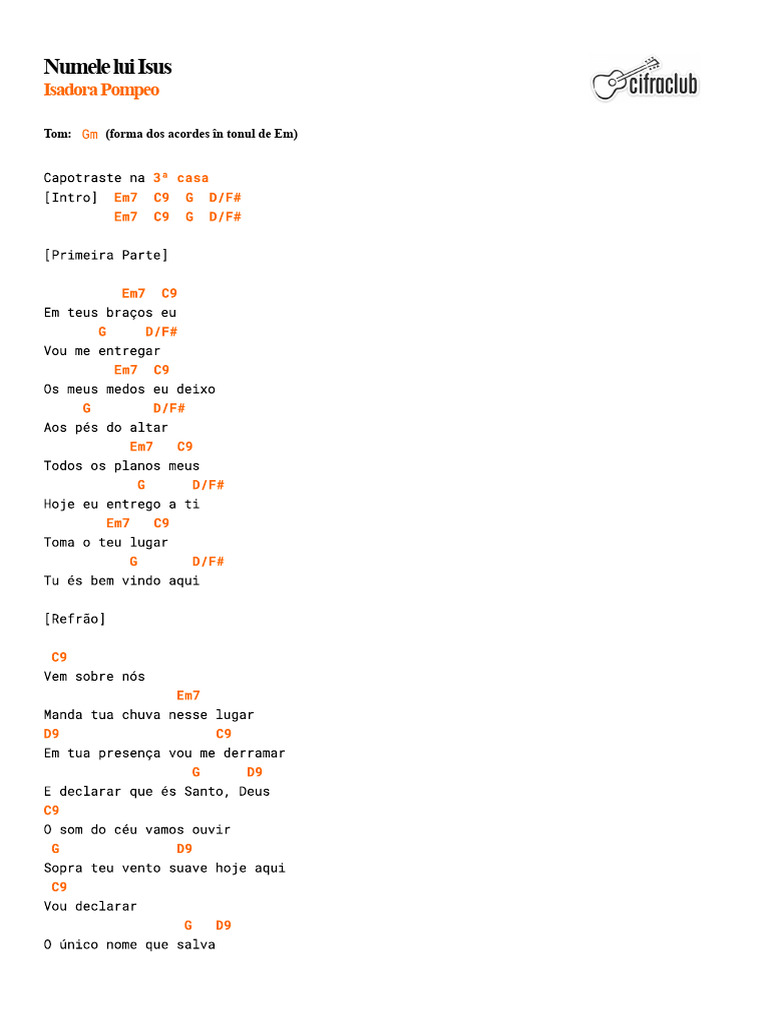 Acordes da Música "Numele lui Isus" | PDF