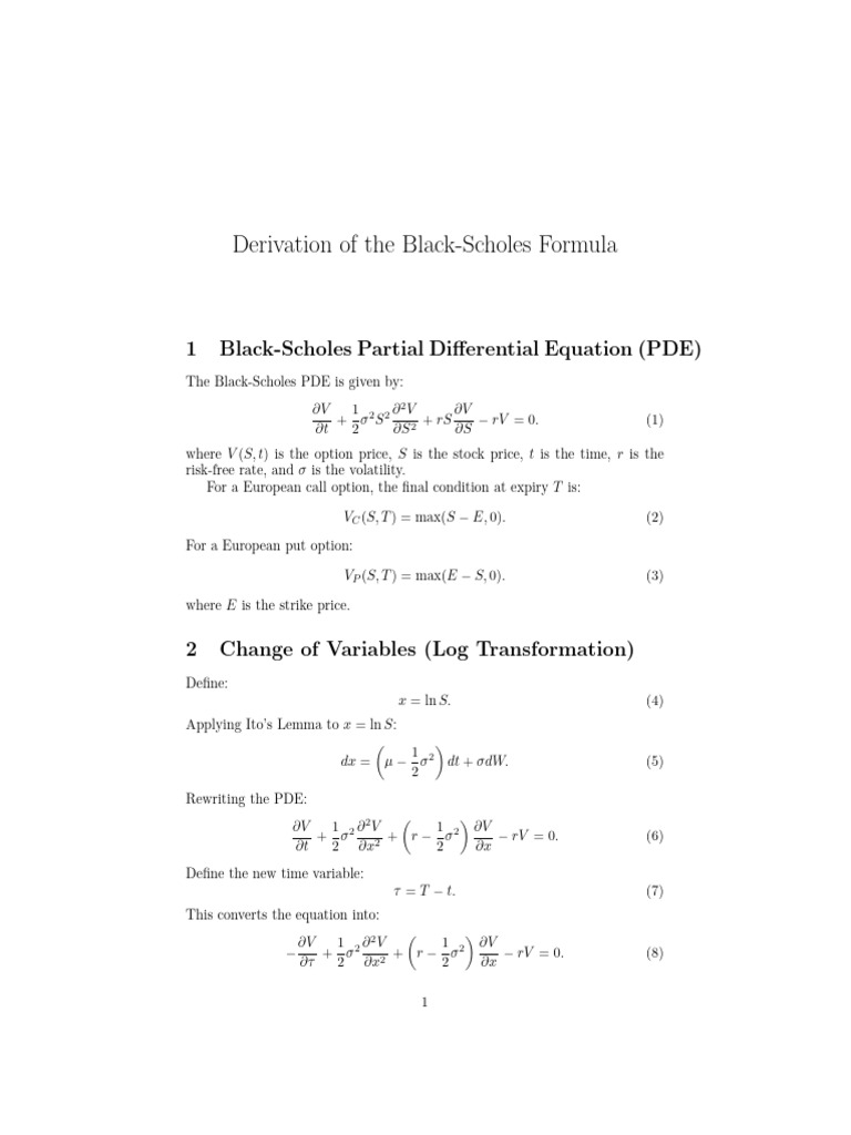 Black-Scholes Formula Derivation Guide | PDF | Black–Scholes Model ...
