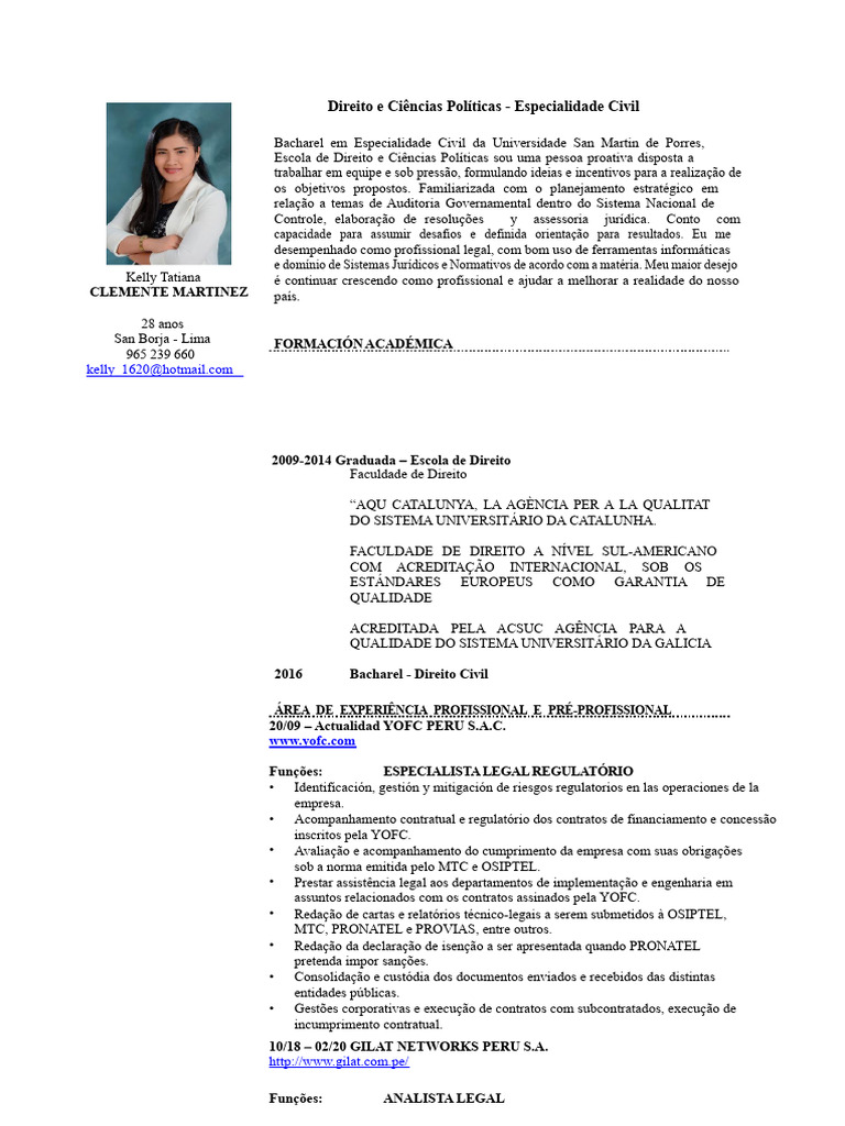 Currículo Kelly Clemente- 2023 | PDF | Advogado | Estado