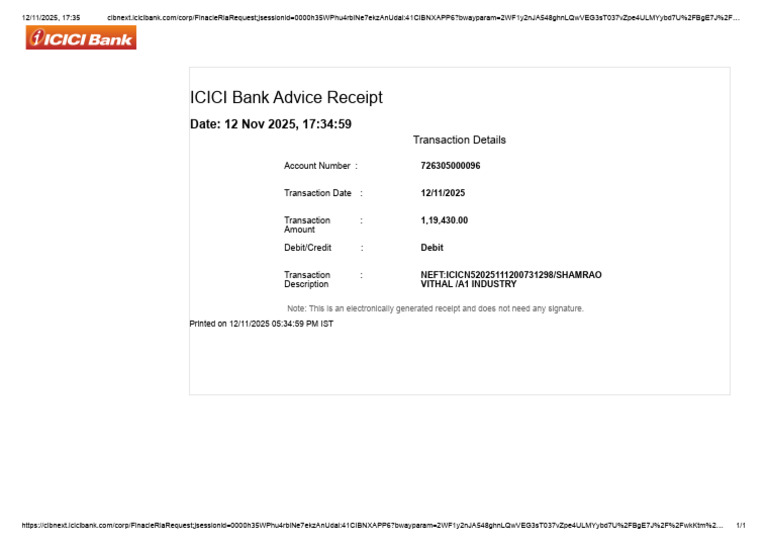 Payment Advice-A1 Industry | PDF
