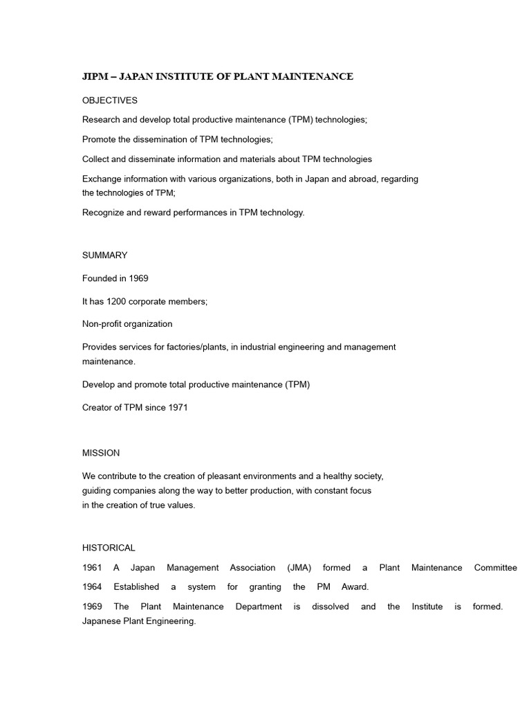 JIPM Japan Institute of Plant Maintenance | PDF