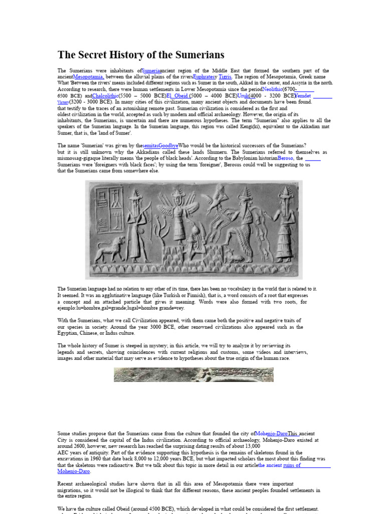 The Secret History of the Sumerians | PDF | Zecharia Sitchin | Sumer