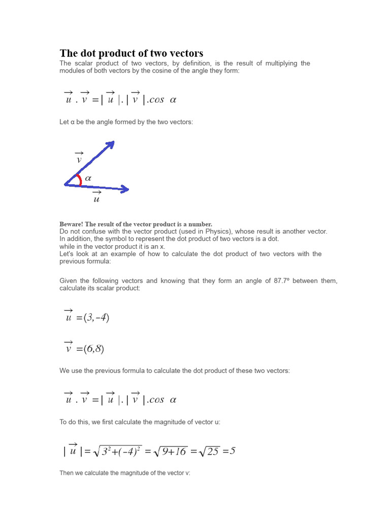 The scalar product of two vectors | PDF