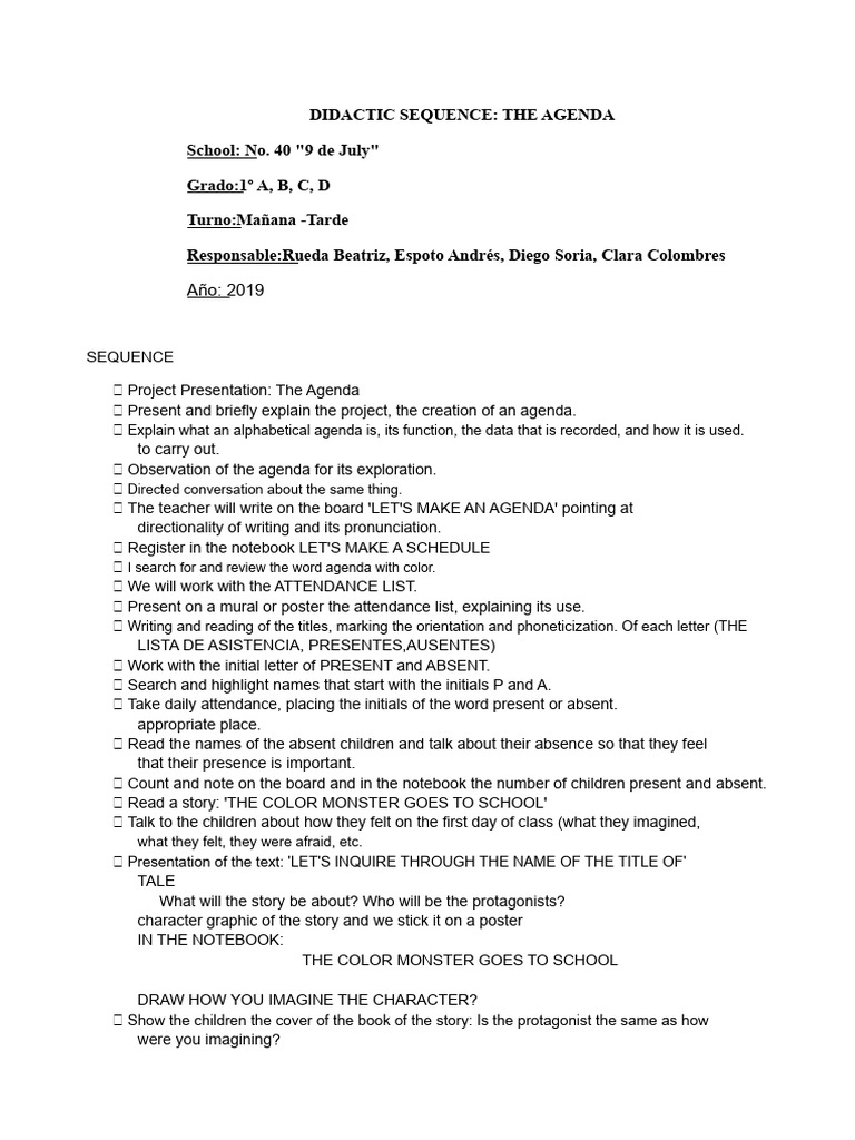 Didactic Sequence: Creating an Agenda | PDF | Linguistics | Human ...