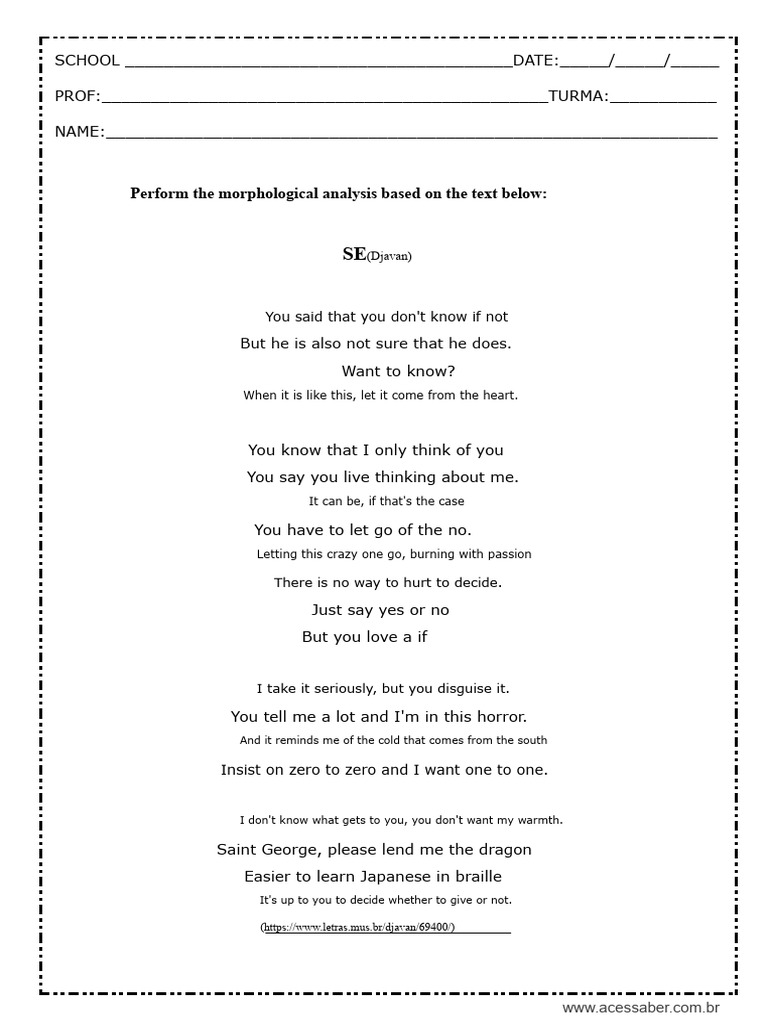 Portuguese Activity Analysis of Grammatical Class in The Lyrics of ...