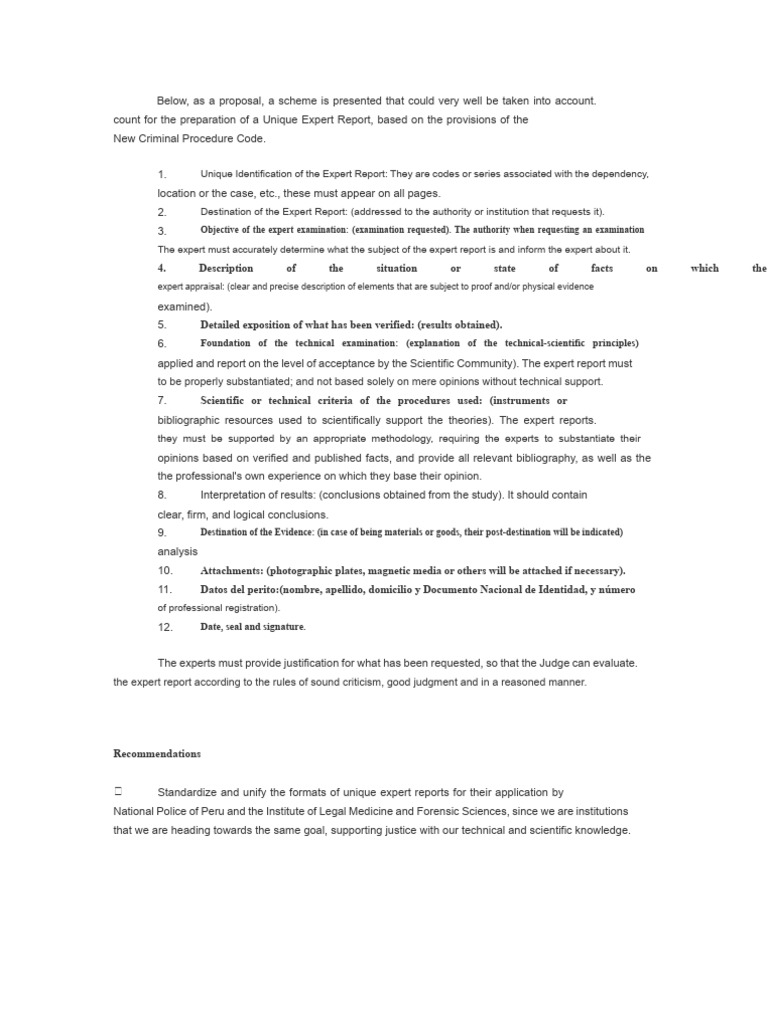 STRUCTURE OF THE EXPERT REPORT | PDF | Expert | Opinion