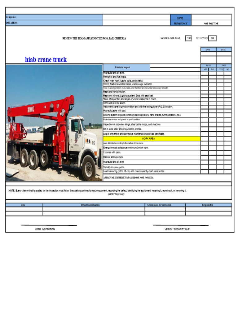 Hiab checklist | PDF | Crane (Machine) | Brake