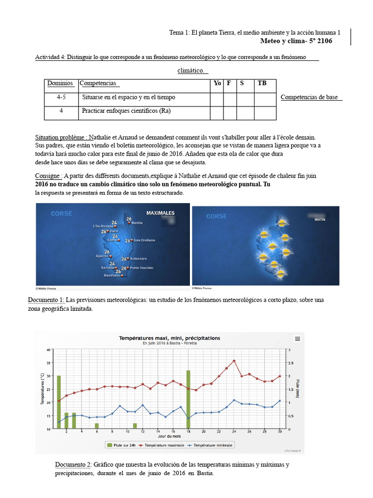 Actividad 4 Distinguir Entre El Tiempo y El Clima | PDF | Clima ...