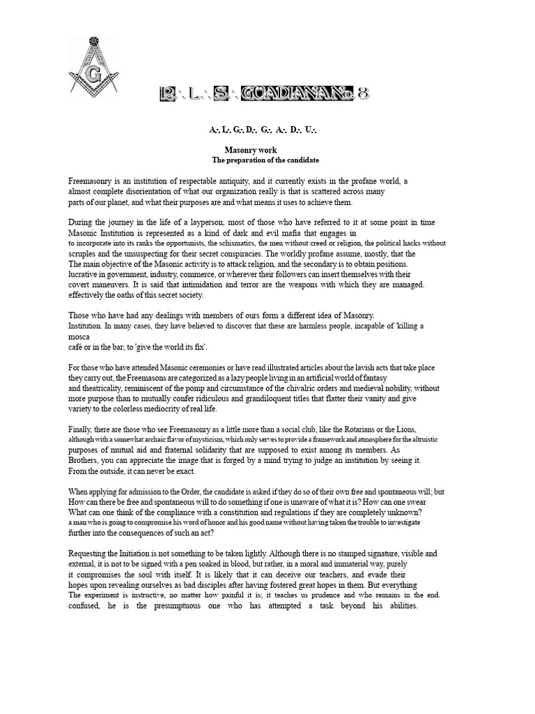Understanding Masonic Candidate Preparation | PDF | Freemasonry