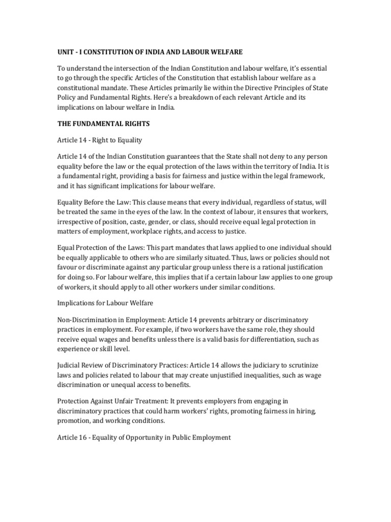 Labour Law Combined Notes | PDF | Labour Law | Equal Pay For Equal Work