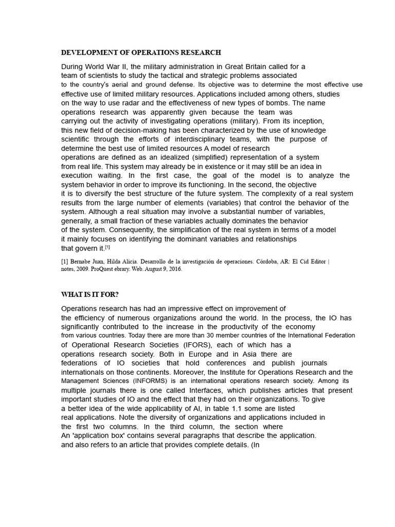 Development of Operations Research | PDF | System | Operations Research