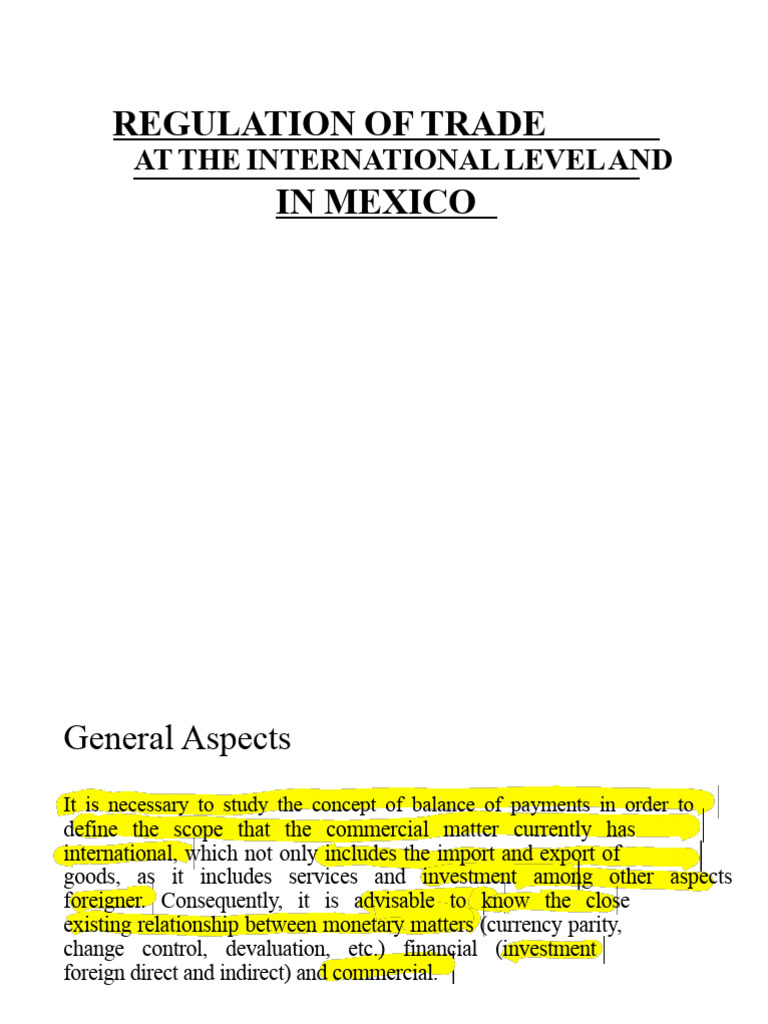 2. Regulation of Trade at the International Level and in Mexico | PDF ...