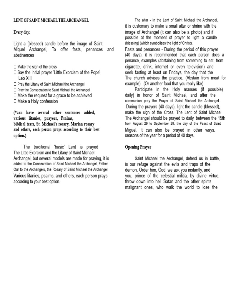 BOOK OF LENT OF SAINT MICHAEL THE ARCHANGEL.docx | PDF | Michael ...