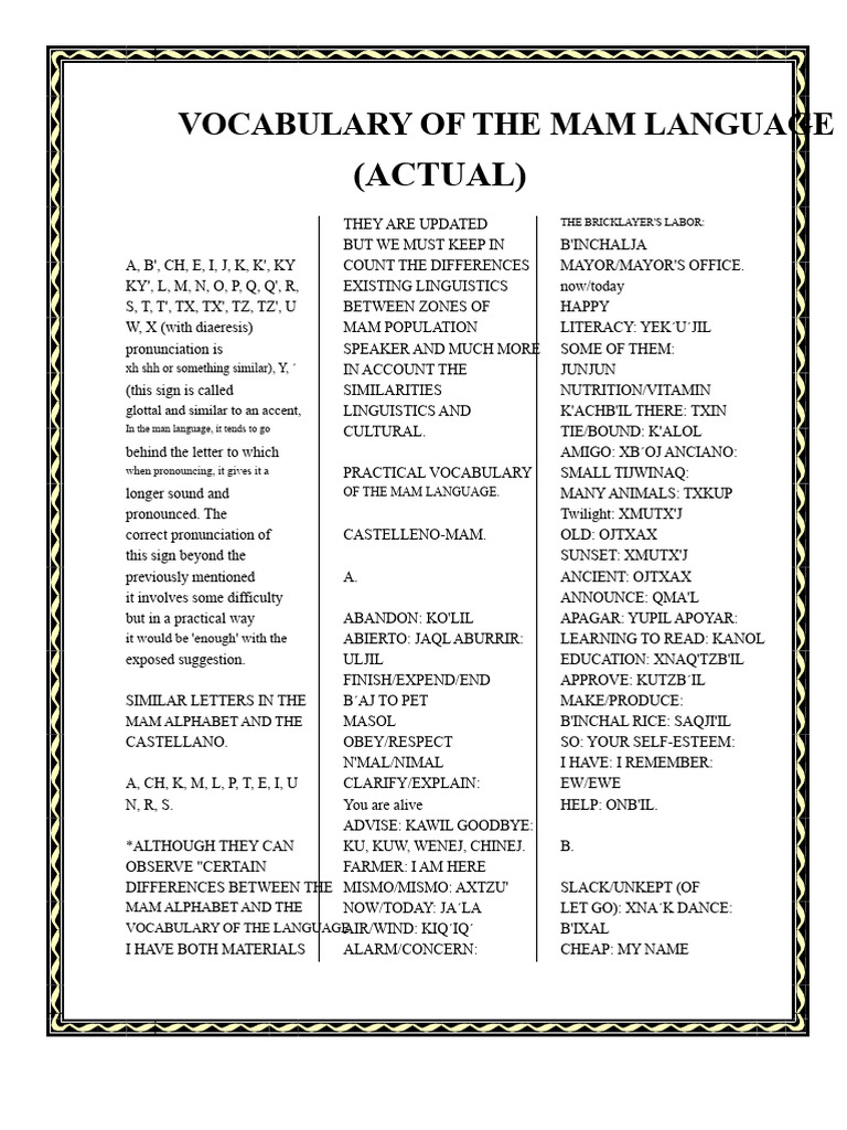 Dictionary of The Mam Language | PDF | Linguistics | Human Communication