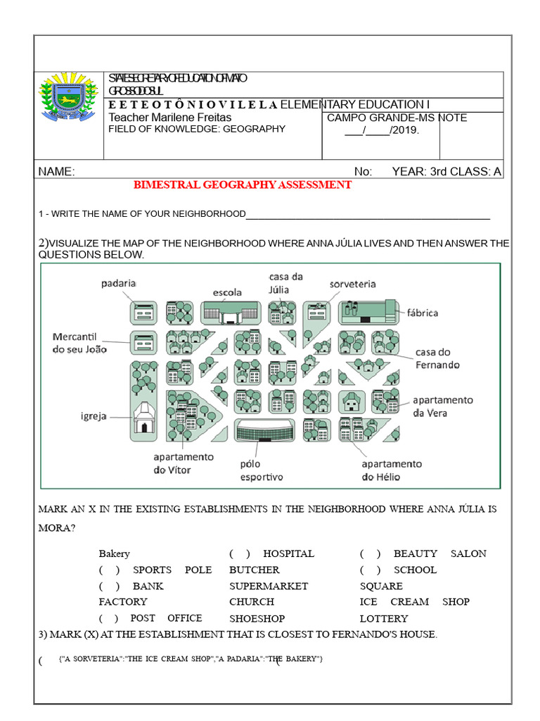 3rd Grade Geography Assessment Guide | PDF