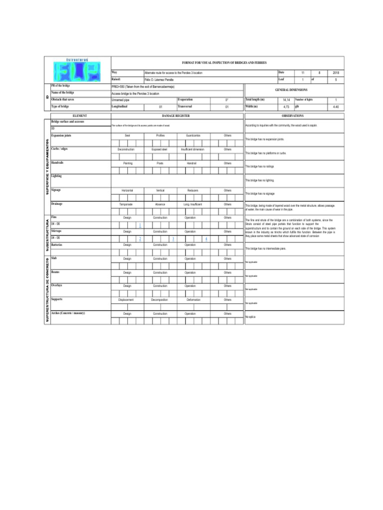 Bridge Inspection Report for Peroles 3 | PDF | Pipe (Fluid Conveyance ...