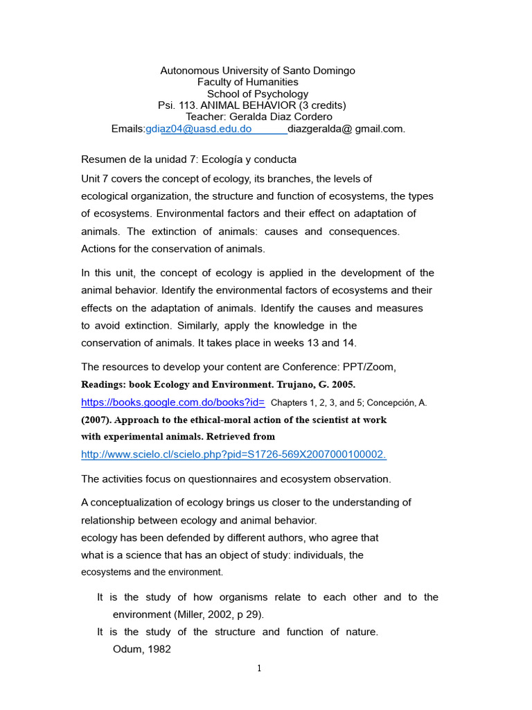 Unit 7 Ecology and Animal Behavior | PDF | Ecology | Ecosystem