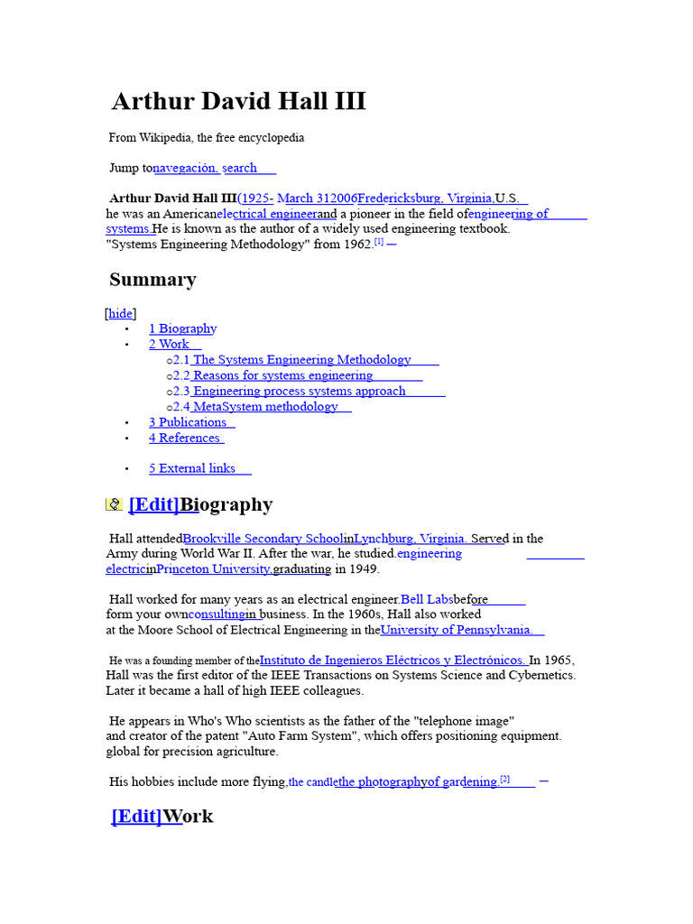 Arthur David Hall III | PDF | Systems Theory | System