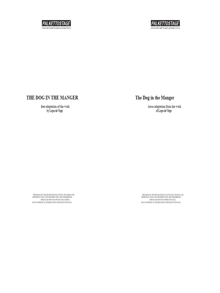 The Dog in the Manger: A Synopsis | PDF | Tristan