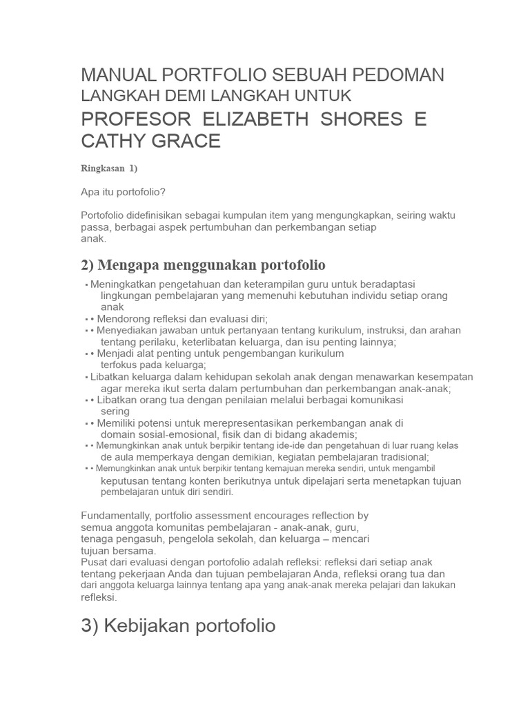 MANUAL-PORTFOLIO-SEBUAH-PANDUAN-LANGKAH-KE-LANGKAH-UNTUK-GURU | PDF