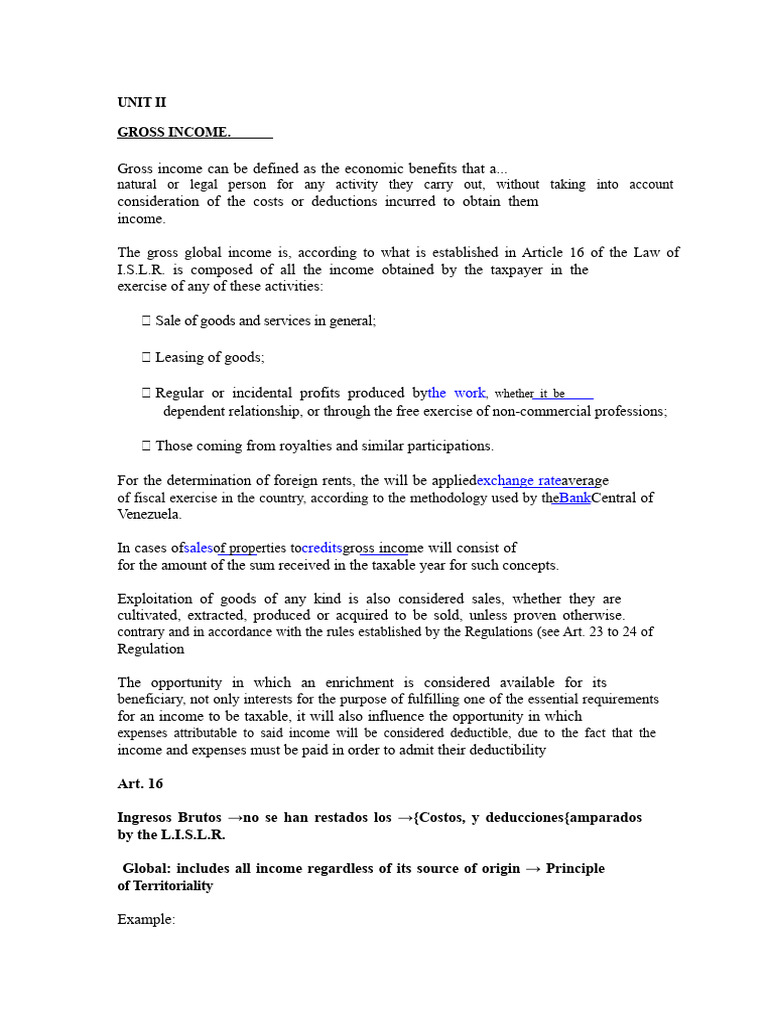 Unit II Gross Revenue, Cost and Gross Income | PDF | Income | Gross Income