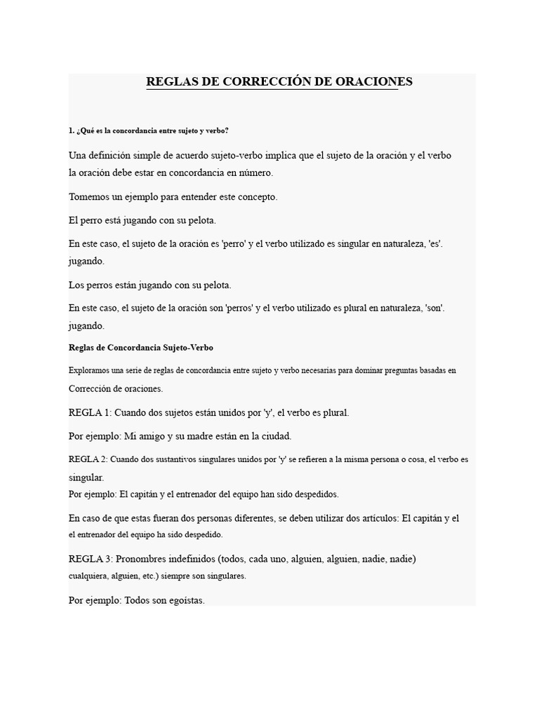 Reglas de Concordancia Sujeto-Verbo | PDF | Sustantivo | Plural