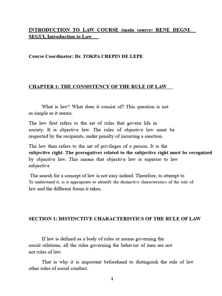 L1 INTRODUCTION TO LAW COURSE 22-23 | PDF | Justice | Crime & Violence
