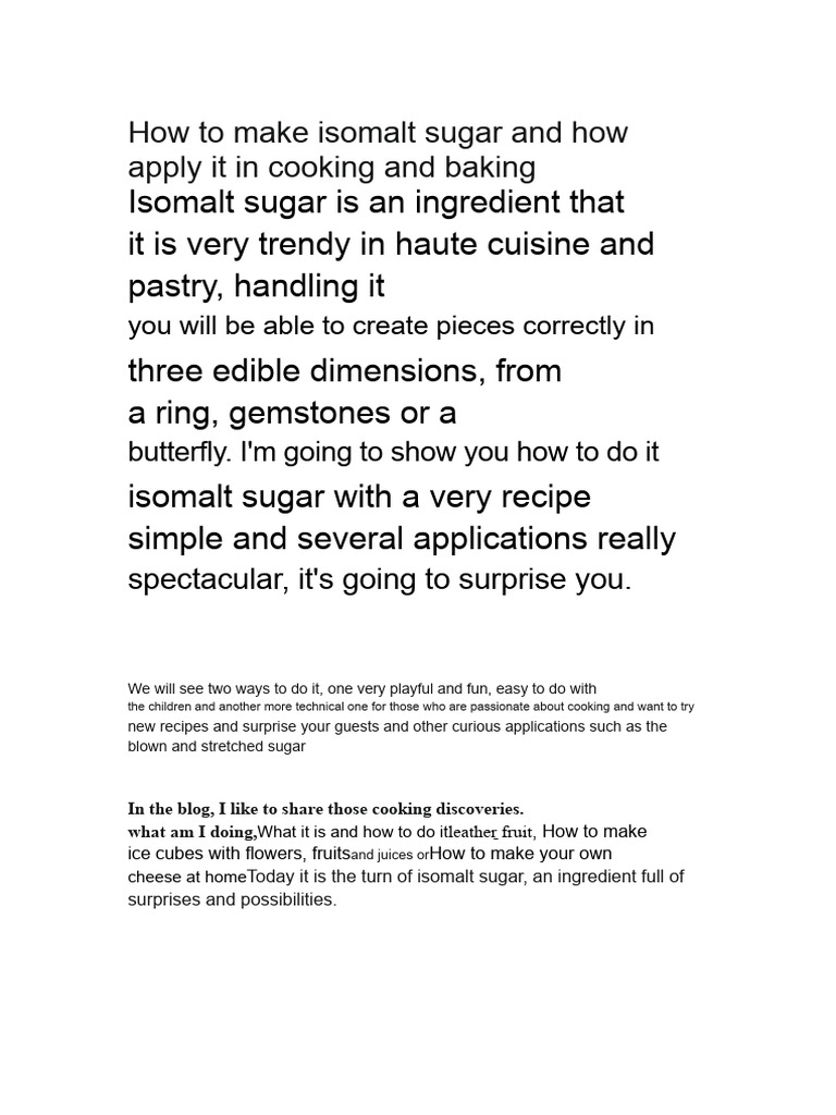 How to Make Isomalt Sugar and How to Use It in Cooking and Baking | PDF ...