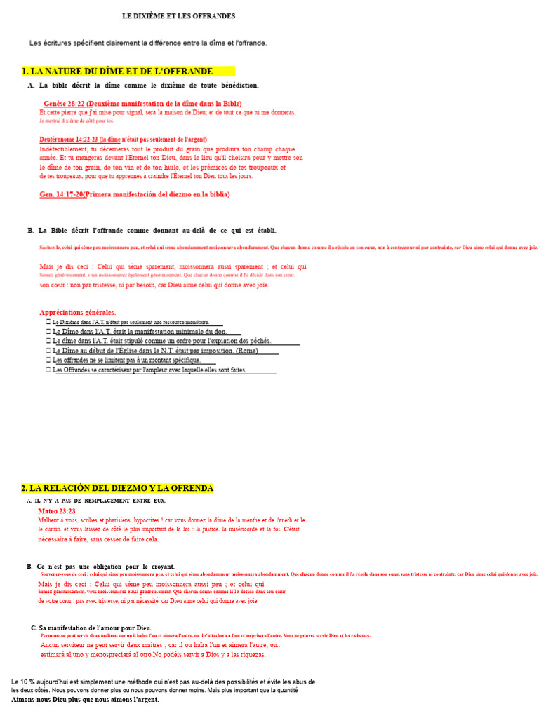 Dîme et Offrande : Différences Clés | PDF | Dîme | Doctrines et ...