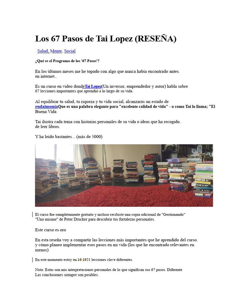 Los 67 Pasos de Tai Lopez | PDF | Verdad | Pensamiento