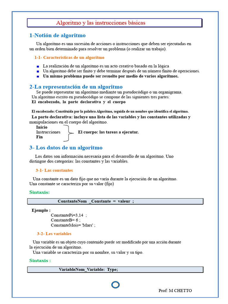 algoritmo y las instrucciones básicas | PDF | Algoritmos | Matemáticas Aplicadas