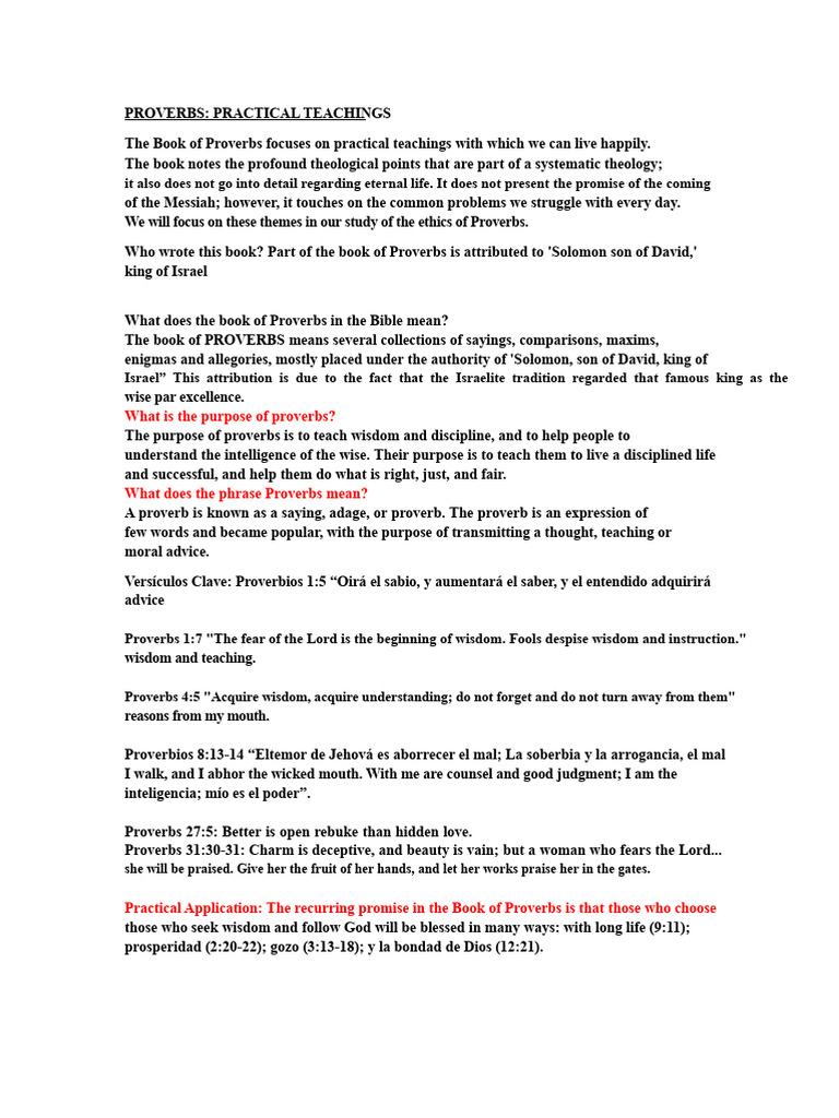 Wisdom and Ethics in Proverbs | PDF | Book Of Proverbs | Wisdom