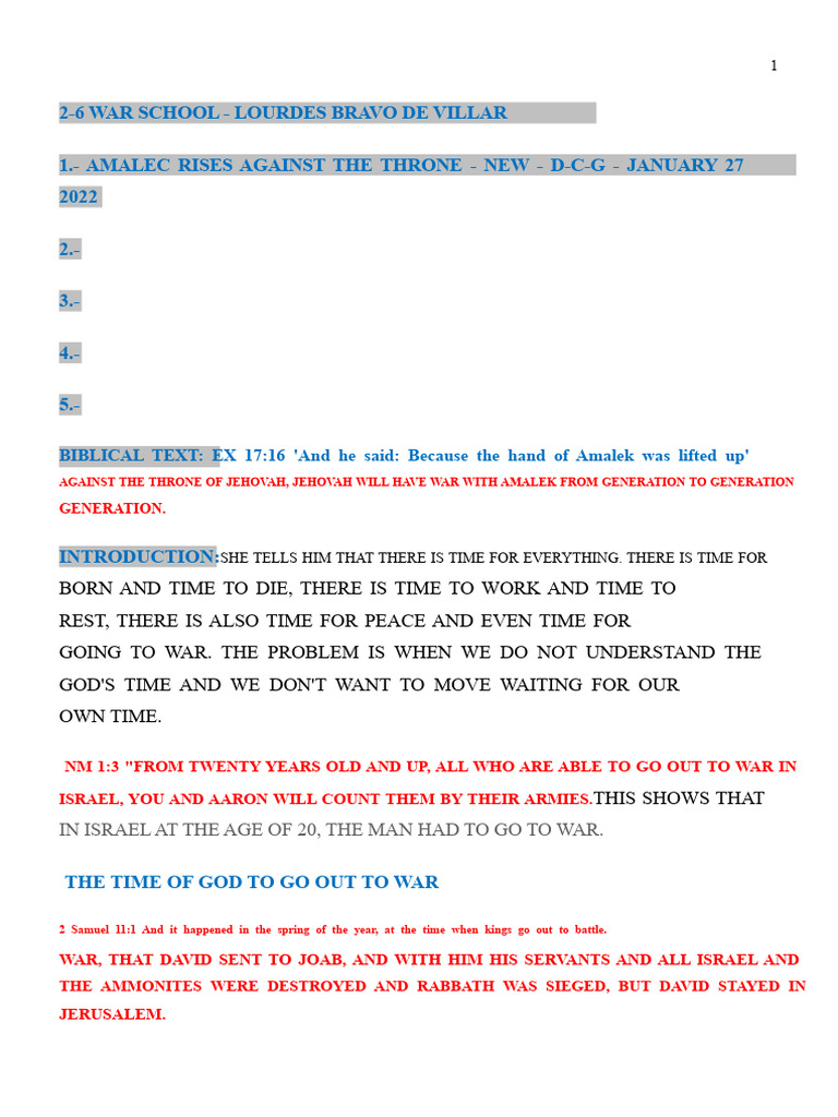 2-6 Amalec Raised Himself Against The Throne of God 2-7 | PDF | Joshua ...