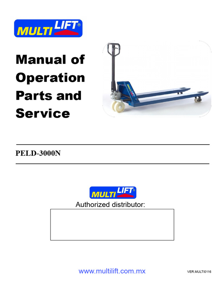 PELD-3000N Pallet Truck Operation Manual | PDF | Axle | Pump