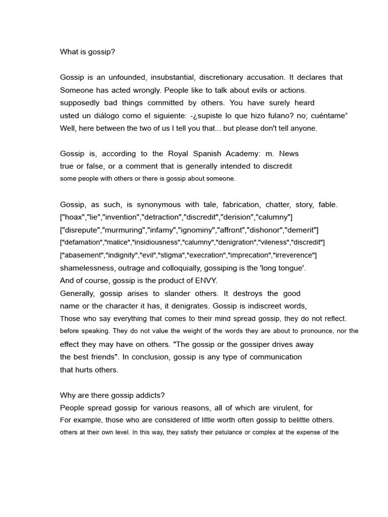 What is gossip? | PDF | Defamation