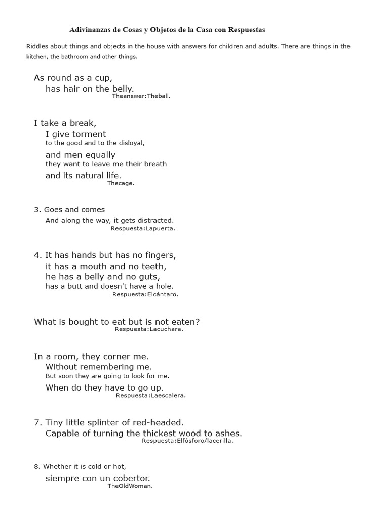 riddles-about-things-and-objects-in-the-house | PDF