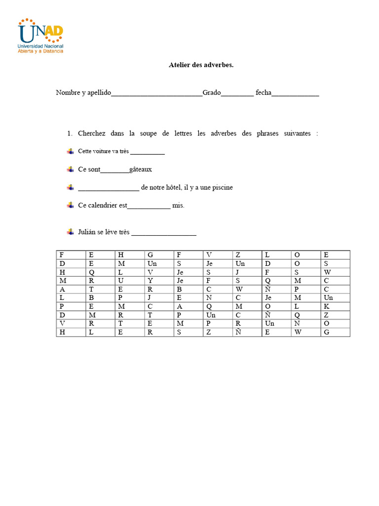 Atelier sur les adverbes et adjectifs | PDF | Syntaxe | Linguistique